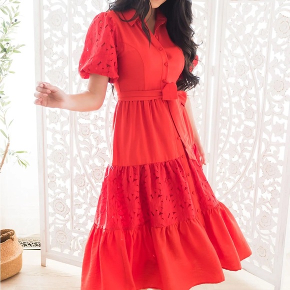 Flying Tomato | Dresses | Flying Tomato Red Lace Midi Dress | Poshmark